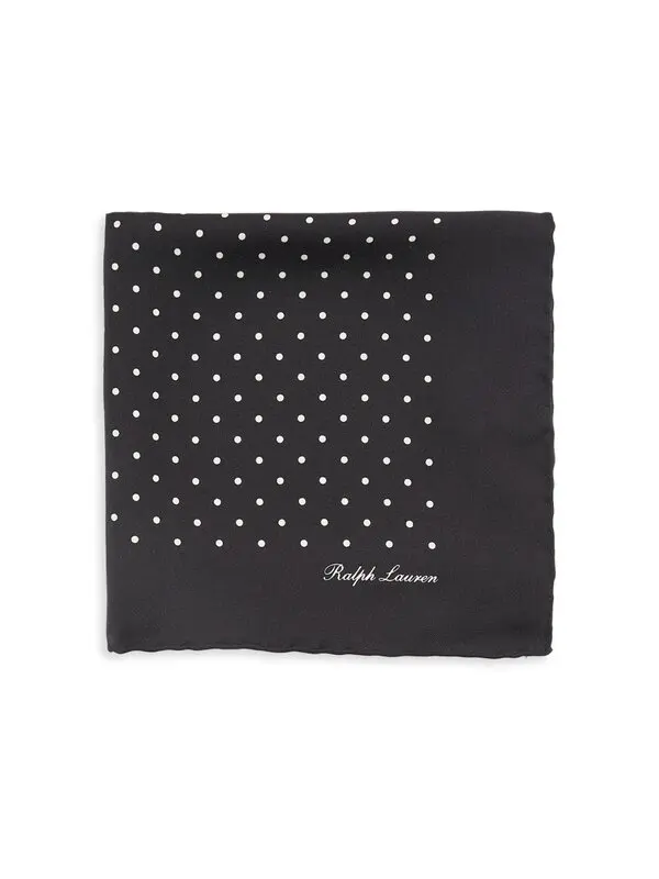 Ralph Lauren Purple Label Polka Dot Silk Pocket Square - Black