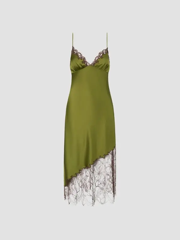 Staud Lara Lace-trim Silk Slip Dress