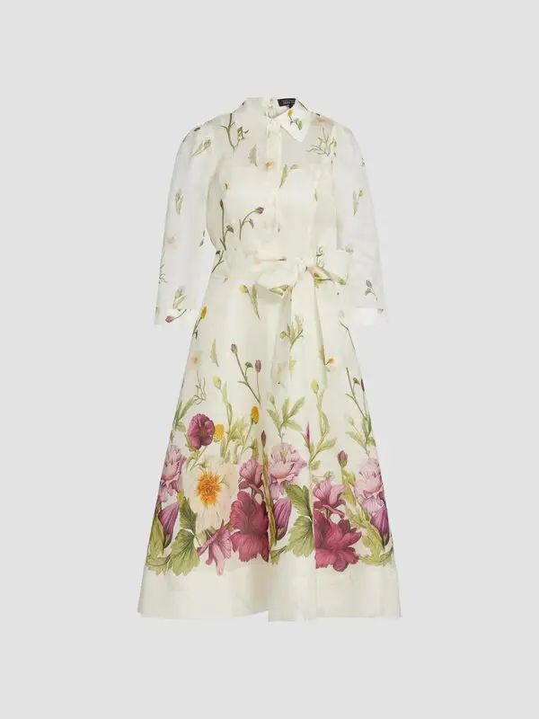 Rickie Freeman For Teri Jon Floral Button-front Cocktail Dress - Ivory Multi