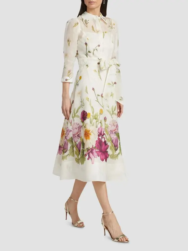 Rickie Freeman For Teri Jon Floral Button-front Cocktail Dress