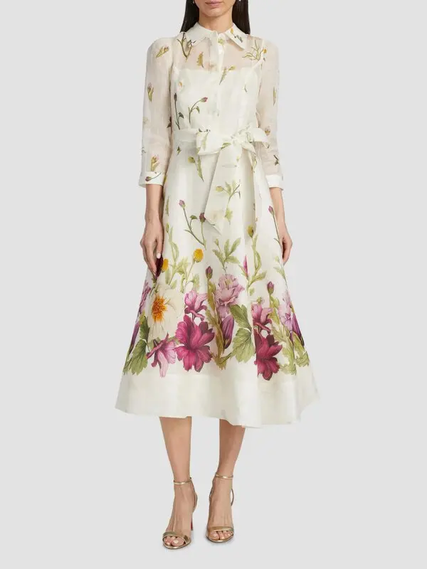 Rickie Freeman For Teri Jon Floral Button-front Cocktail Dress