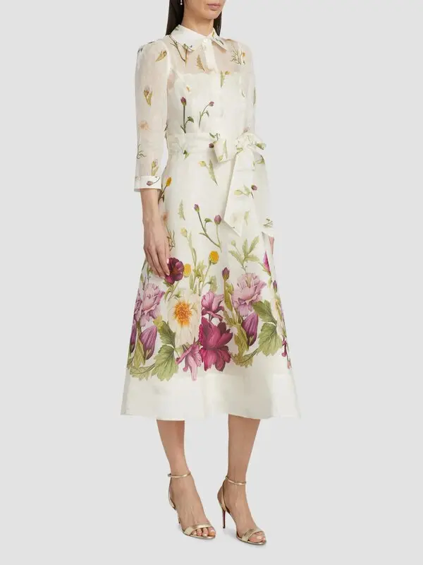 Rickie Freeman For Teri Jon Floral Button-front Cocktail Dress