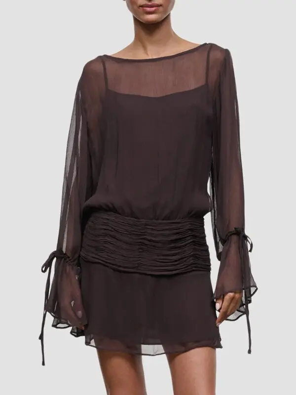 Staud Beatrix Plissé Mini Dress