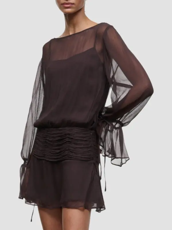 Staud Beatrix Plissé Mini Dress