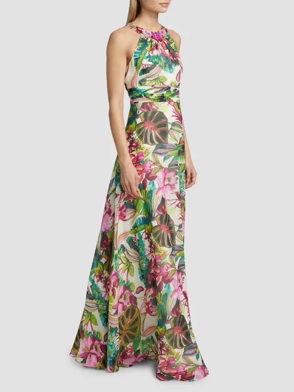 Rickie Freeman For Teri Jon Floral Chiffon Gown