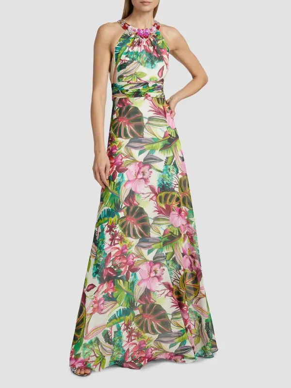 Rickie Freeman For Teri Jon Floral Chiffon Gown