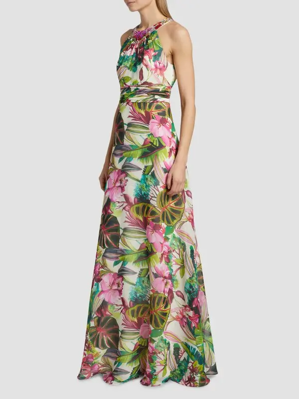 Rickie Freeman For Teri Jon Floral Chiffon Gown