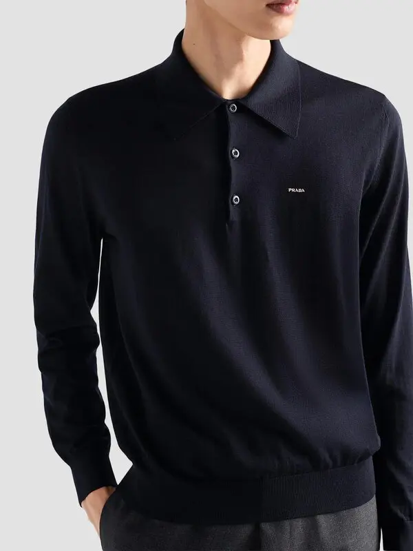 Prada Worsted Wool Polo Shirt - Blue