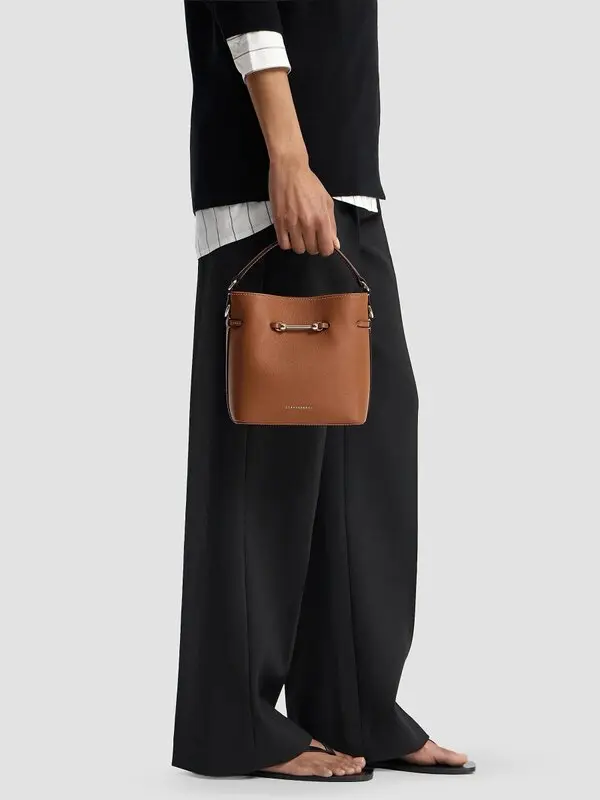 Strathberry Corda Mini Leather Bucket Bag - Chestnut