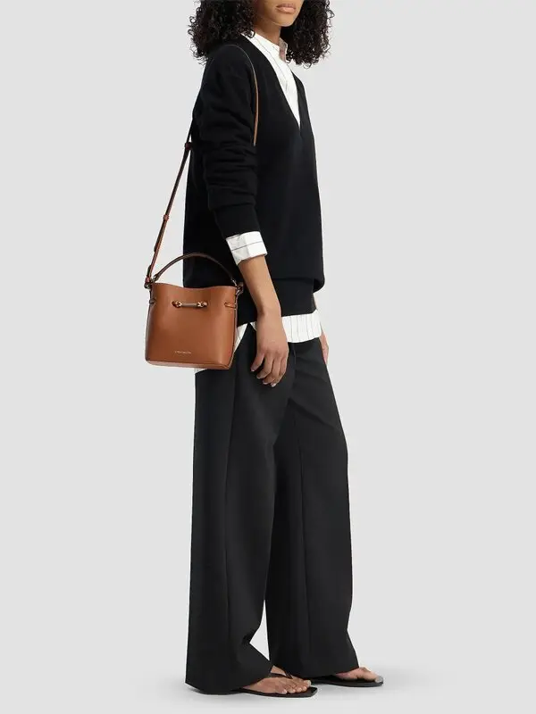 Strathberry Corda Mini Leather Bucket Bag - Chestnut