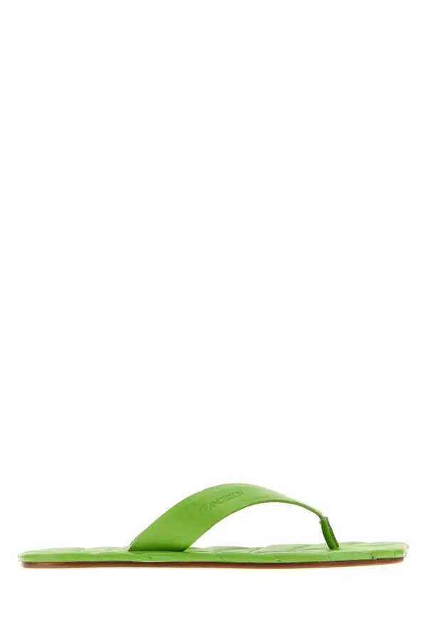 JW Anderson Leather Thong Slippers - Green