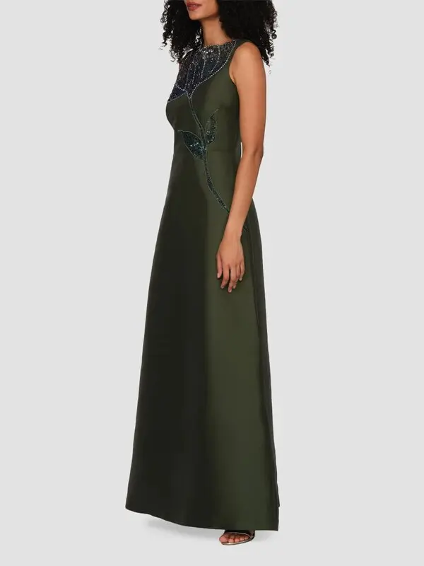 KAY UNGER Charlene Beaded Taffeta A-line Gown