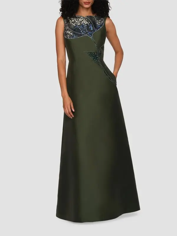 KAY UNGER Charlene Beaded Taffeta A-line Gown