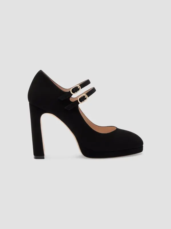STUART WEITZMAN Babette 100mm Suede Platform Mary Janes - Black
