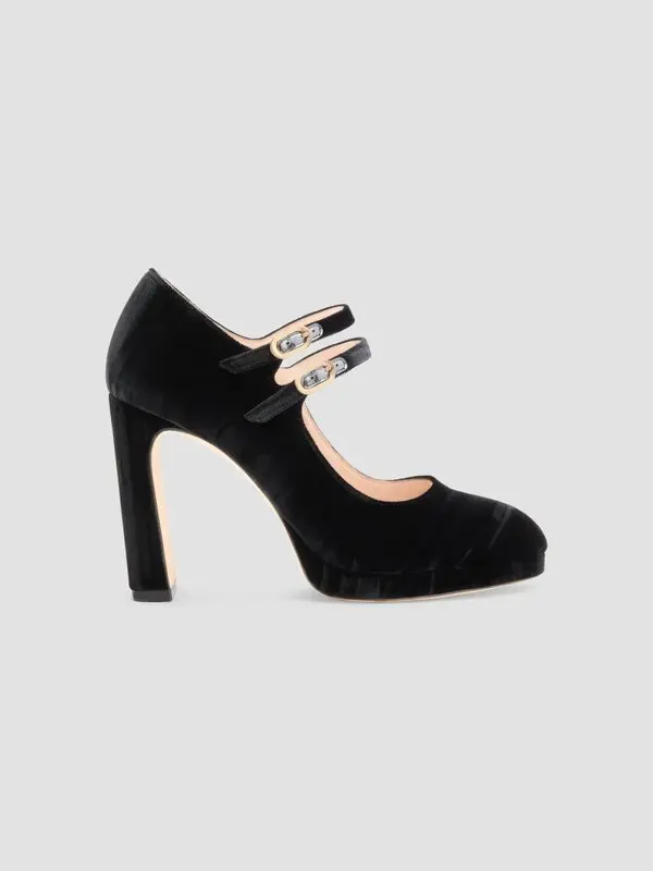 STUART WEITZMAN Babette 100mm Suede Platform Mary Janes - Black