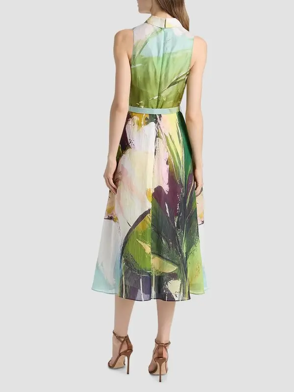 Rickie Freeman For Teri Jon Abstract Print Cotton Midi-shirtdress