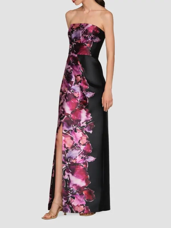 KAY UNGER Alana Floral Mikado Column Gown