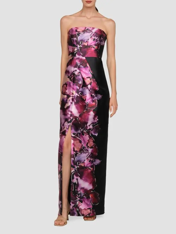 KAY UNGER Alana Floral Mikado Column Gown
