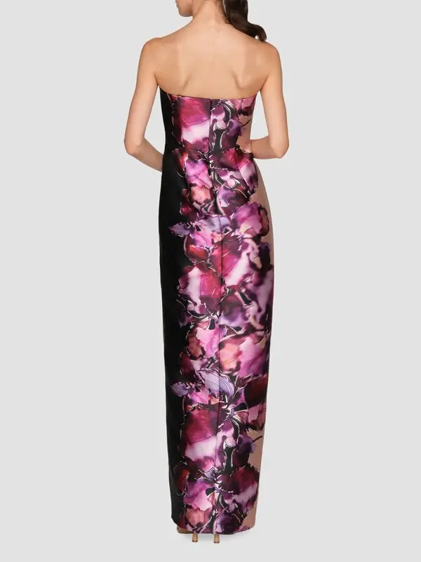KAY UNGER Alana Floral Mikado Column Gown