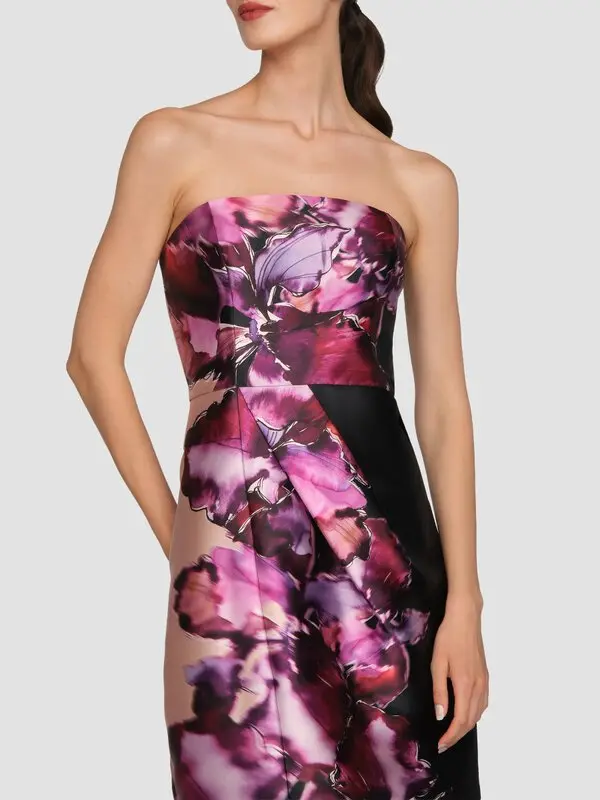 KAY UNGER Alana Floral Mikado Column Gown