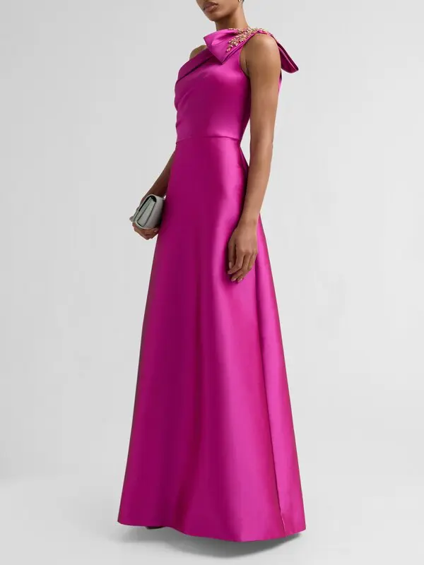 Rickie Freeman For Teri Jon Embellished One-shoulder Mikado Gown