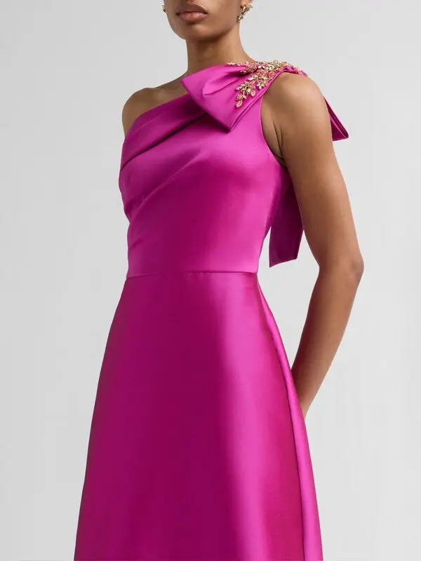 Rickie Freeman For Teri Jon Embellished One-shoulder Mikado Gown