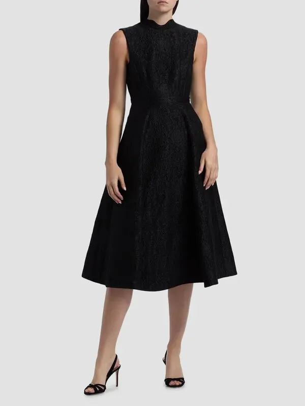 Saloni Floral Brocade Sleeveless Midi-dress