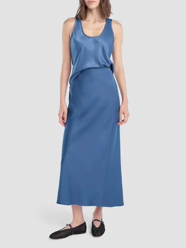 FAVORITE DAUGHTER The Favorite Hammered Satin Midi-skirt - River Blue