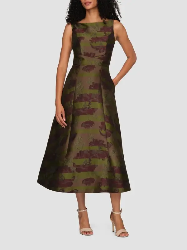 KAY UNGER Camilla Floral Stripe Tea-length Gown