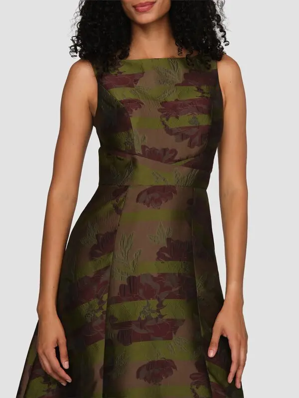 KAY UNGER Camilla Floral Stripe Tea-length Gown