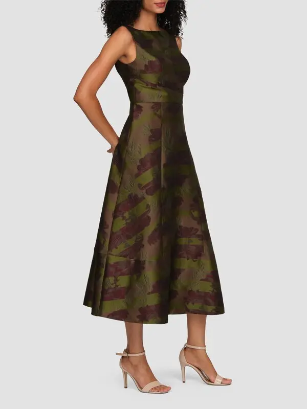 KAY UNGER Camilla Floral Stripe Tea-length Gown