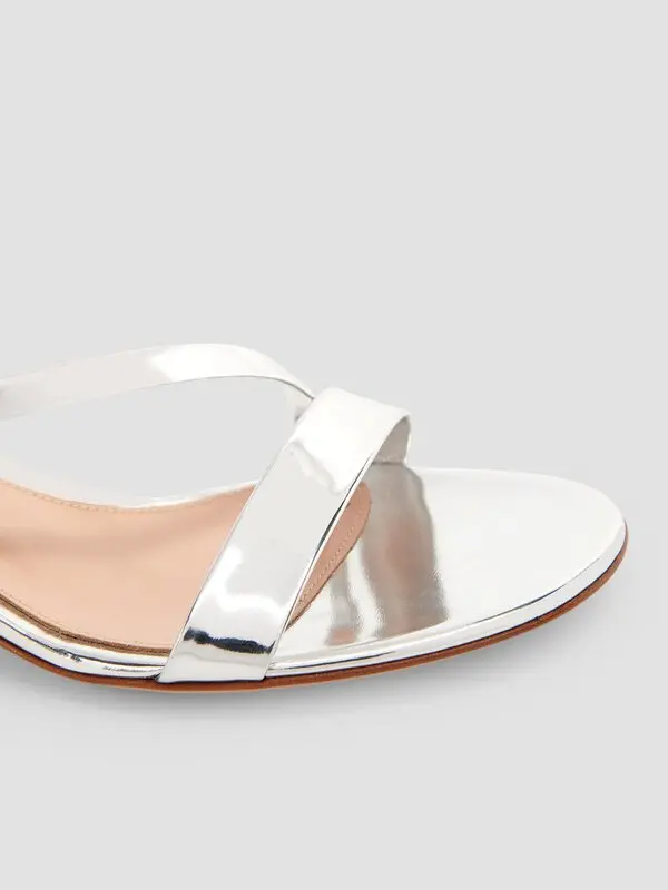 GIANVITO ROSSI Betsey 45mm Metallic Leather Sandals - Silver