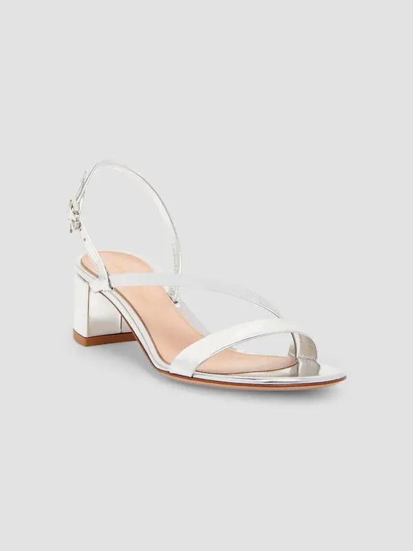 GIANVITO ROSSI Betsey 45mm Metallic Leather Sandals - Silver