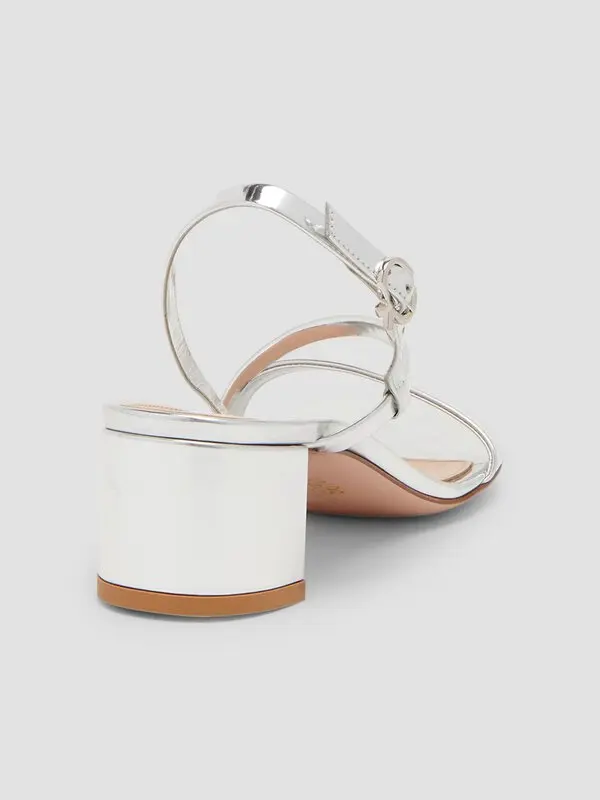 GIANVITO ROSSI Betsey 45mm Metallic Leather Sandals - Silver