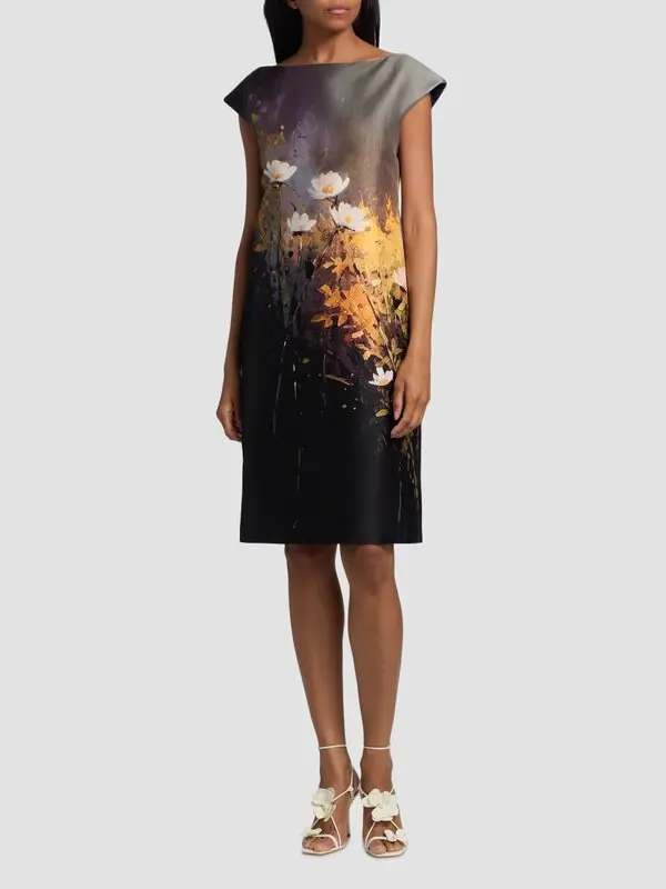 Rickie Freeman For Teri Jon Mikado Wild Flower Knee-length Dress