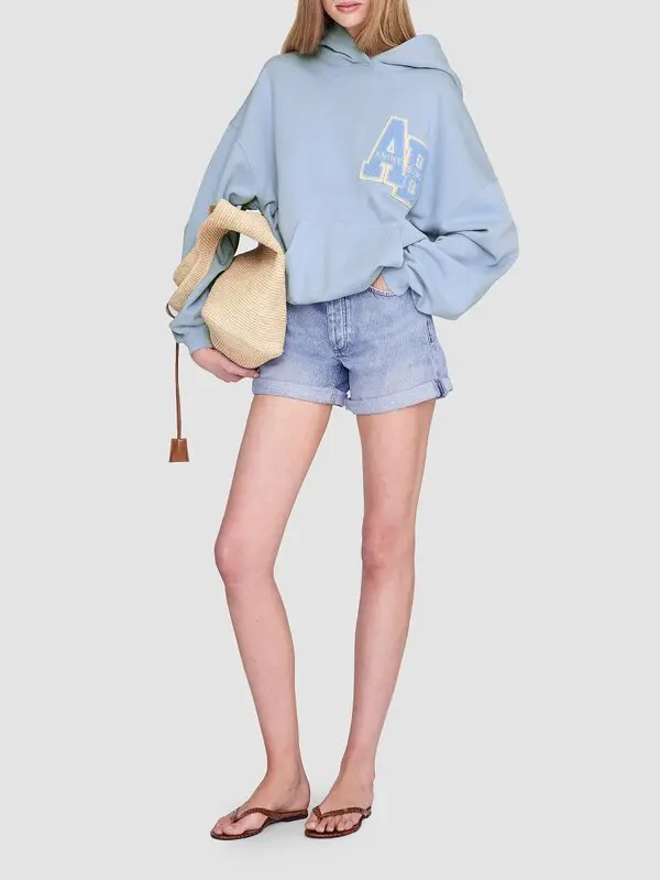 ANINE BING Harvey Letterman Cotton Fleece Hoodie