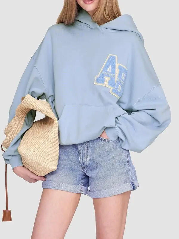 ANINE BING Harvey Letterman Cotton Fleece Hoodie