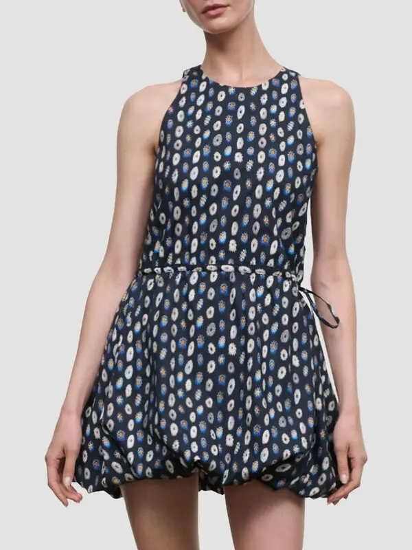 Staud Molly Cotton Bubble-hem Mini Dress - Glasswork