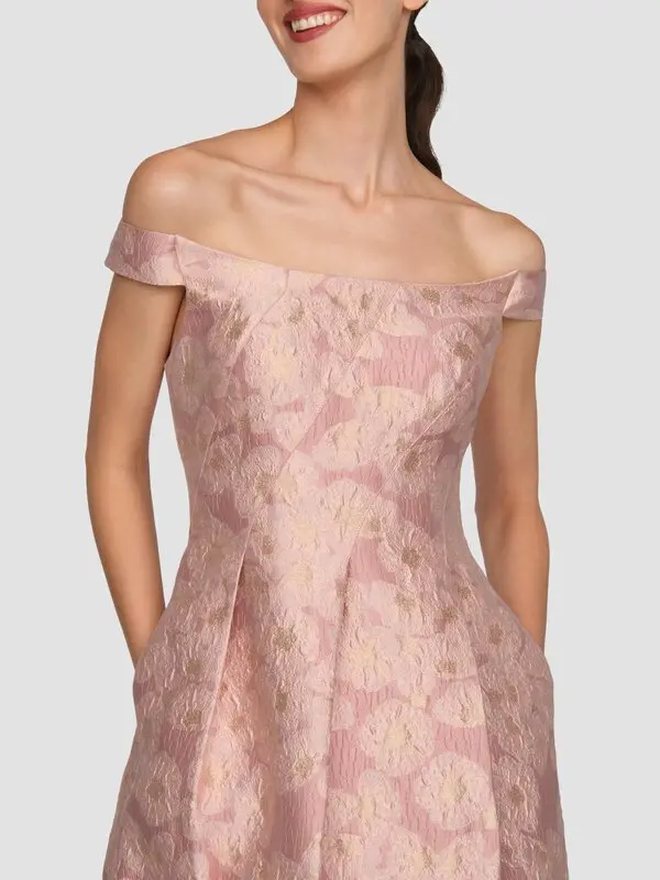 KAY UNGER Alina Floral Jacquard Tea-length Cocktail Dress