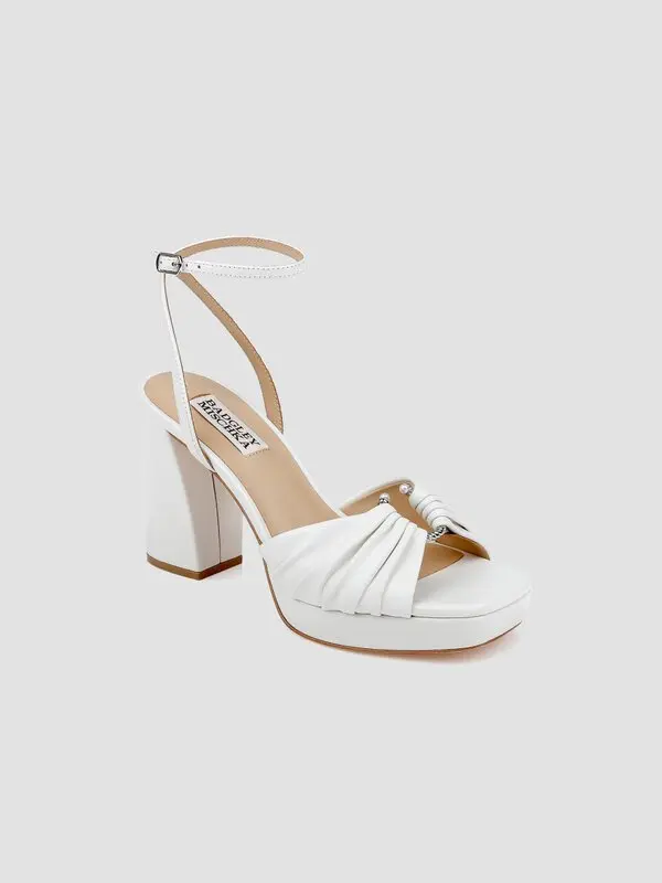 Badgley Mischka Veda 85mm Pleated Leather Sandals