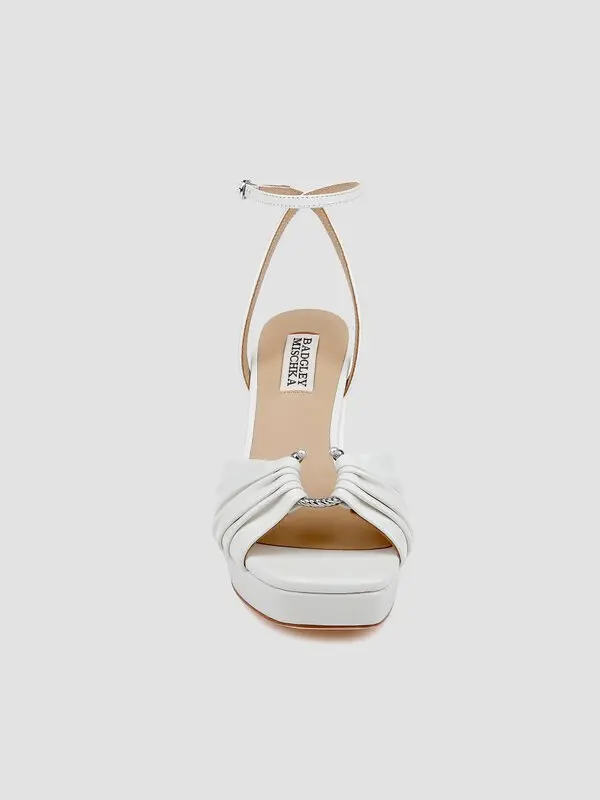 Badgley Mischka Veda 85mm Pleated Leather Sandals