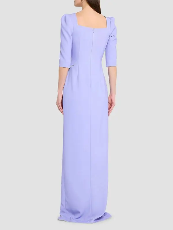 Rickie Freeman For Teri Jon Iris Print Crepe Column Gown