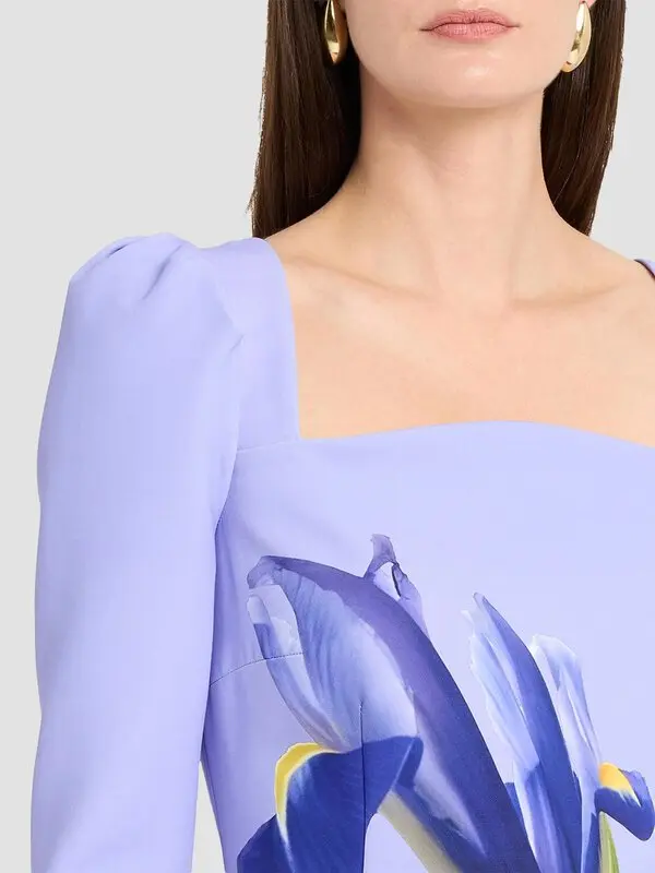 Rickie Freeman For Teri Jon Iris Print Crepe Column Gown