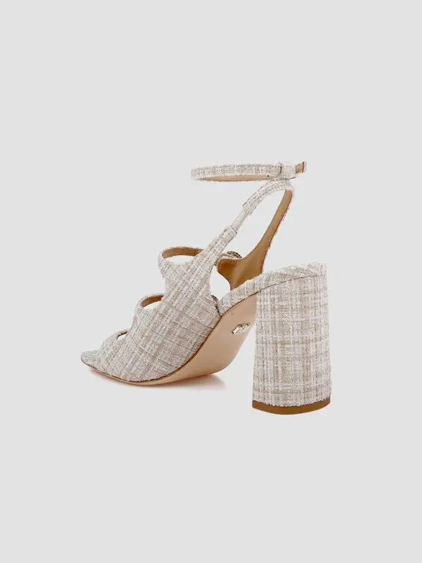 Badgley Mischka Vella 85mm Tweed Block-heel Sandals