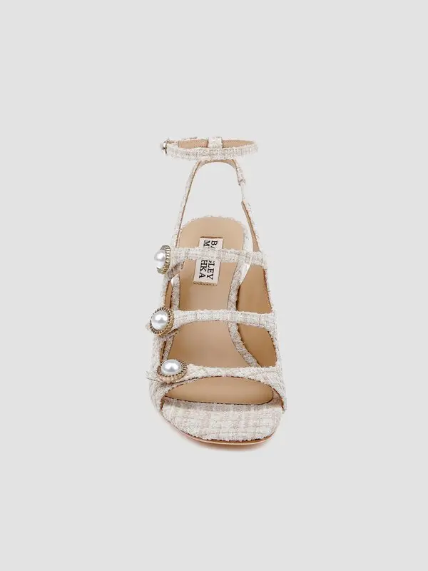 Badgley Mischka Vella 85mm Tweed Block-heel Sandals