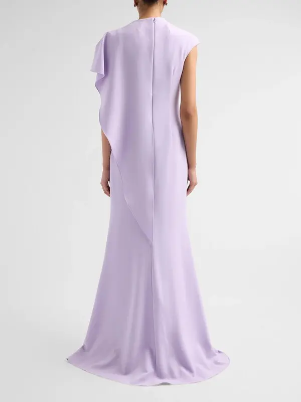 Rickie Freeman For Teri Jon Asymmetric Drape Cape Gown