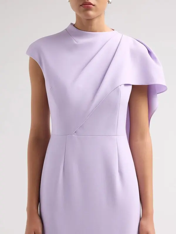Rickie Freeman For Teri Jon Asymmetric Drape Cape Gown