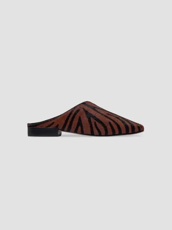 Bernardo Porto Flat Mules - Zebra