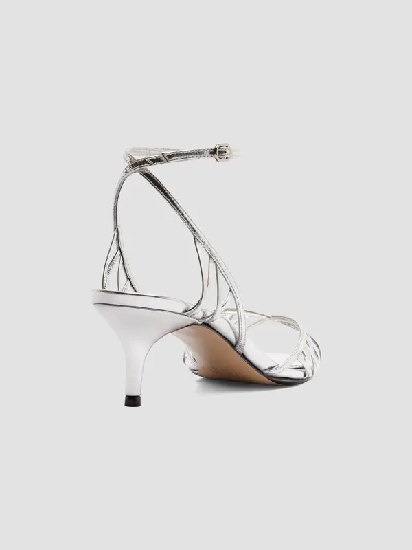 ALEXANDRE BIRMAN Solene 50mm Leather Sandals - Silver