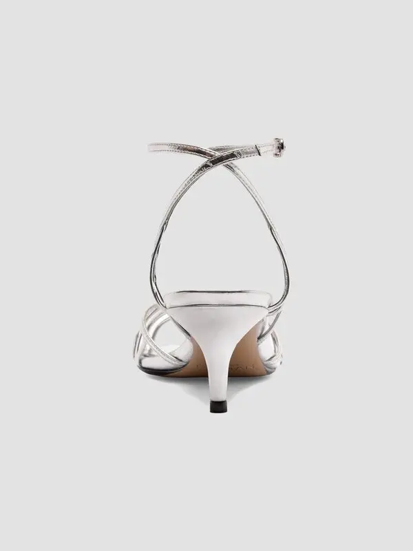 ALEXANDRE BIRMAN Solene 50mm Leather Sandals - Silver
